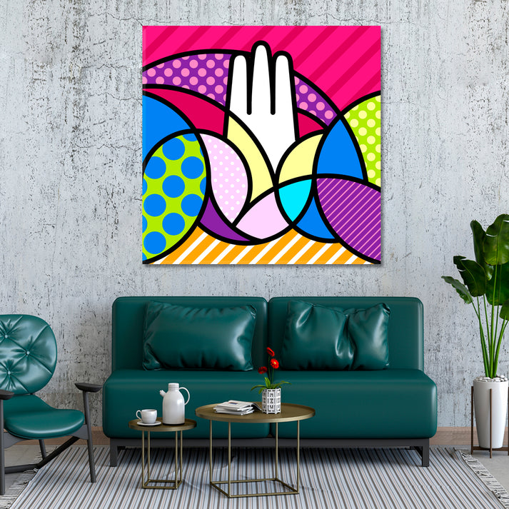 HAMSA HAND Sacred Geometry Modern Pop Art Religious Symbol Canvas Art ...