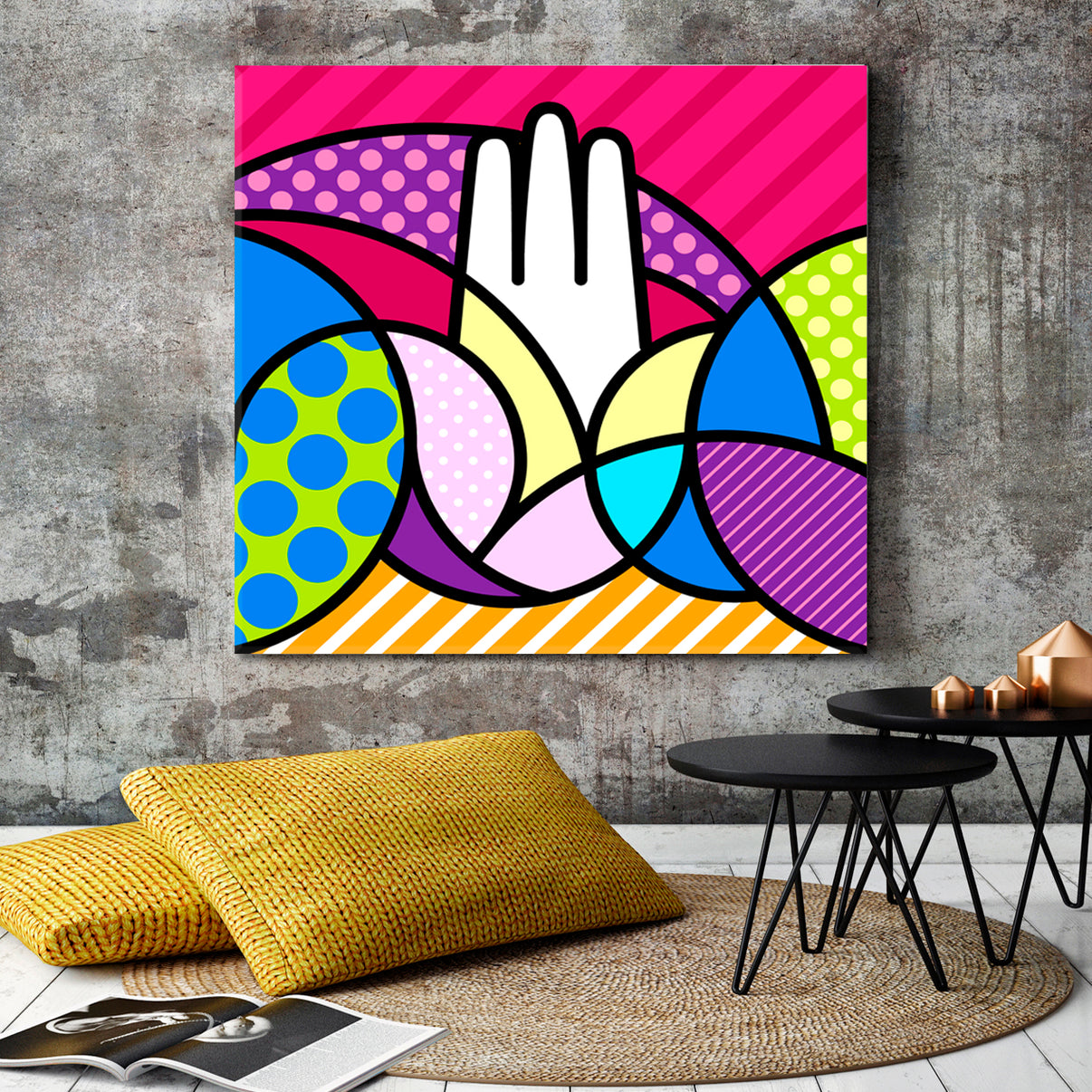 HAMSA HAND Sacred Geometry Modern Pop Art Religious Symbol Canvas Art ...