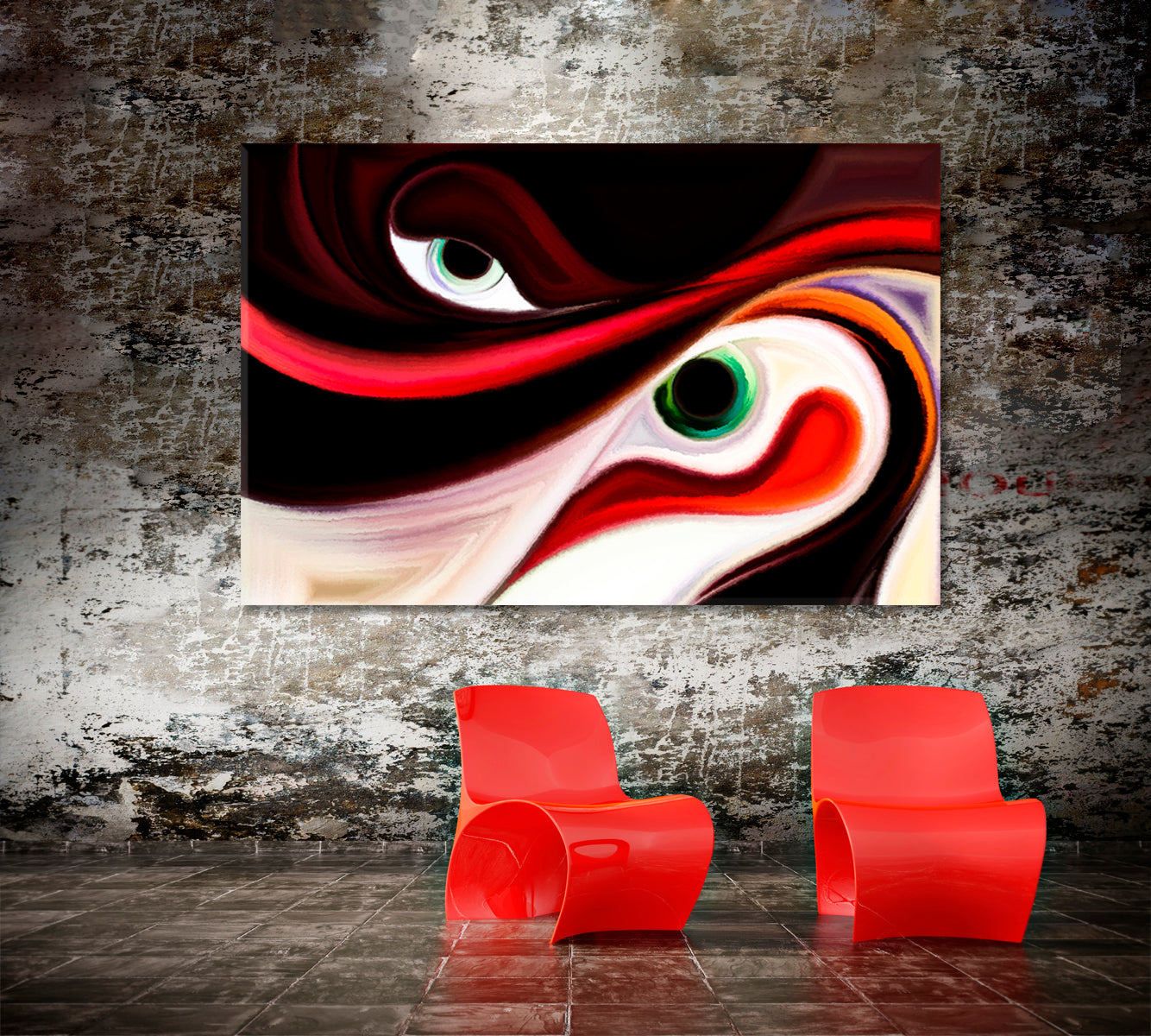 Yin Yang Vibrant Abstract Waves and Curves Imagination Design - Artesty.com