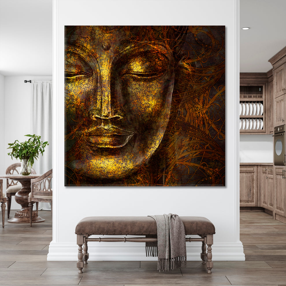 Abstract Buddha Money Magnet Bronze Effect Wall Art Canvas Print Art ...