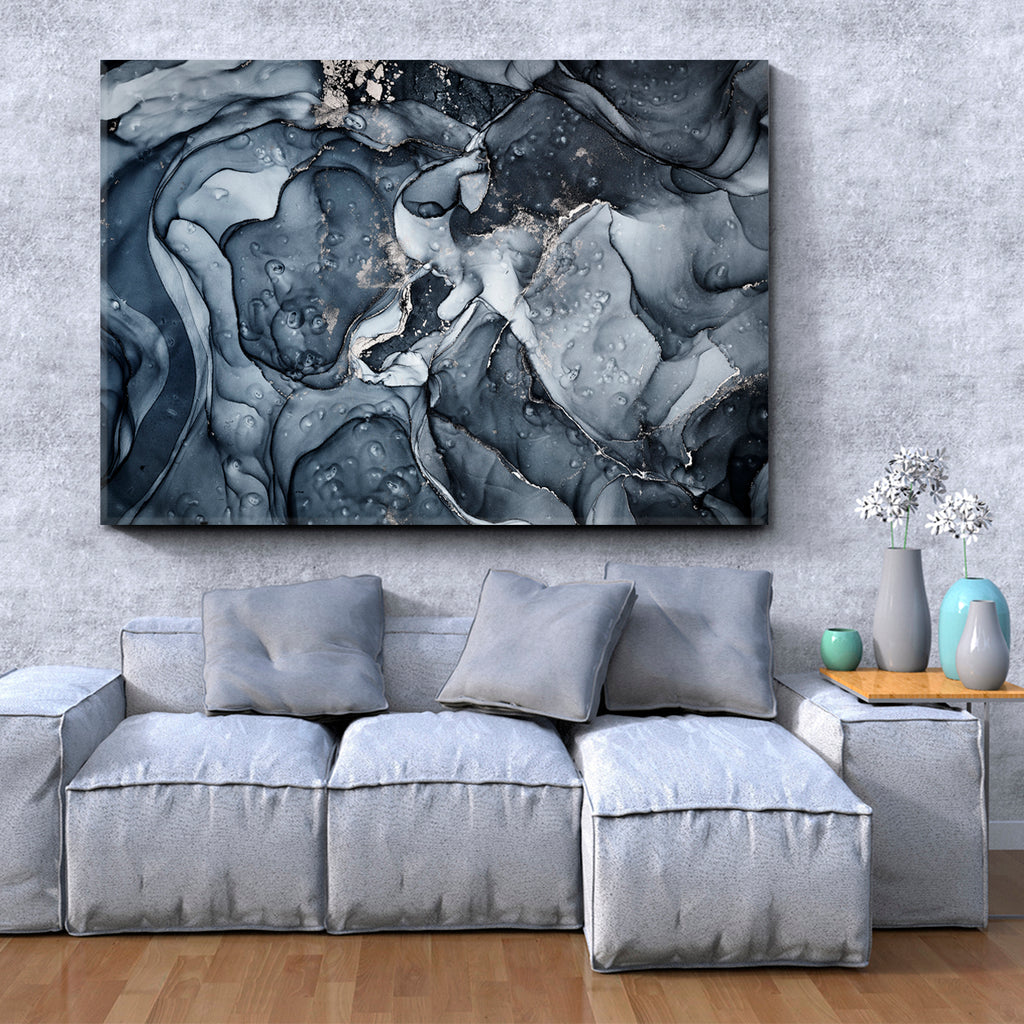 Trendy Blue Gray Alcohol Ink Colors Translucent Marble - Artesty.com