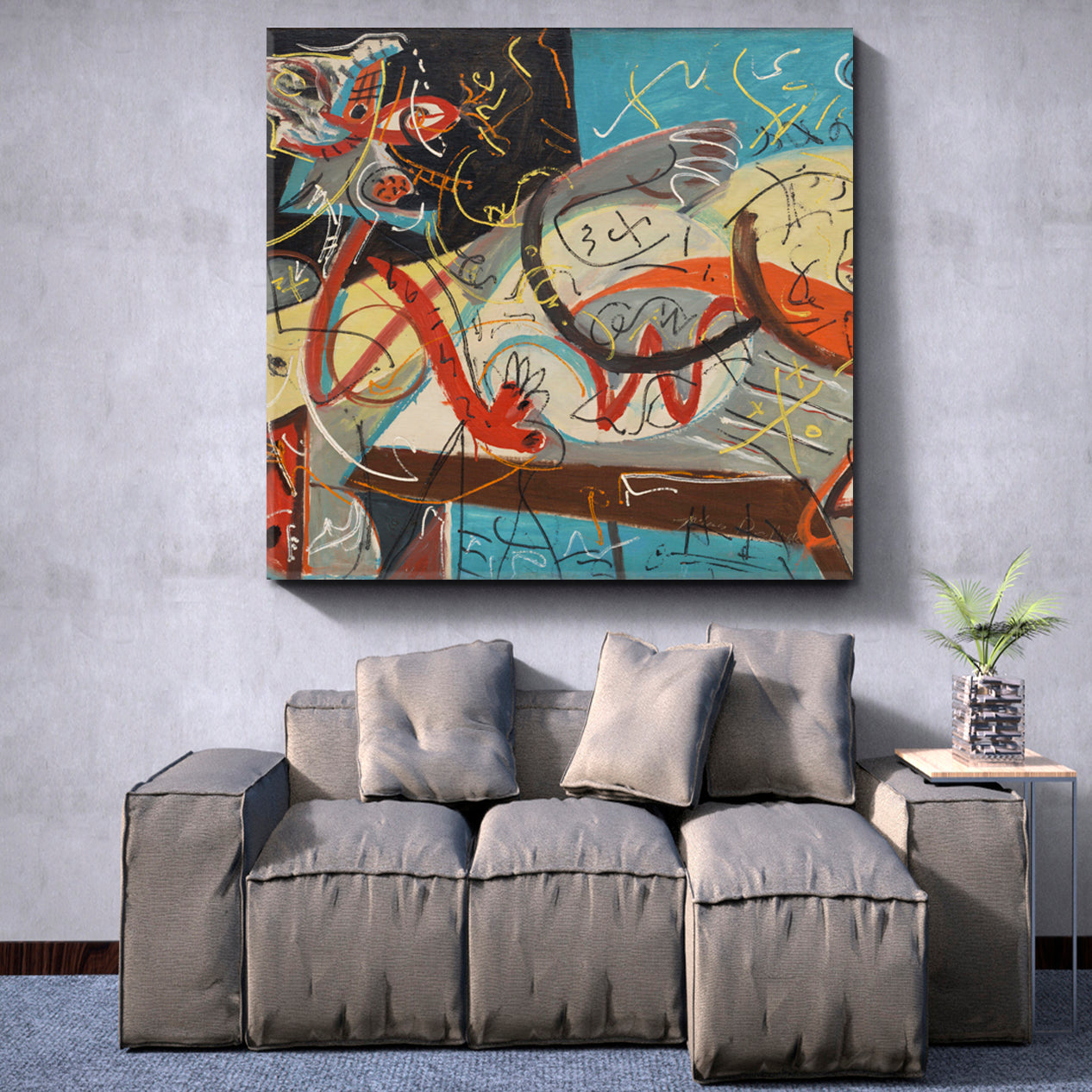 FIGURE JACKSON POLLOCK INSPIRED Drip Art Canvas Print Wall Art ...
