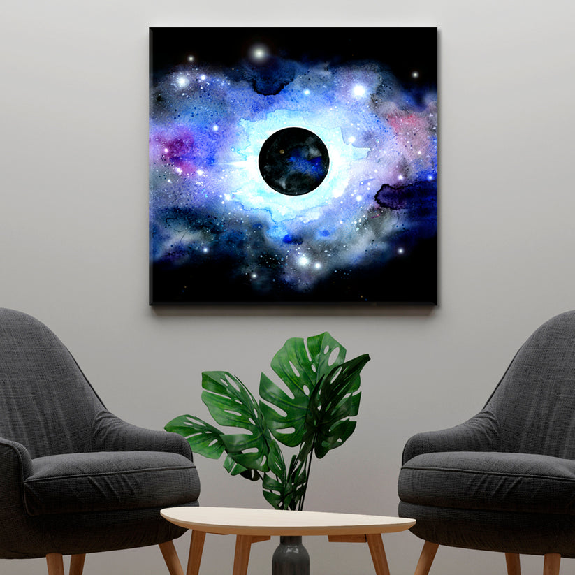 STARRY SKY ECLIPSE Dark Blue Purple Celestial Wall Art Canvas Print ...