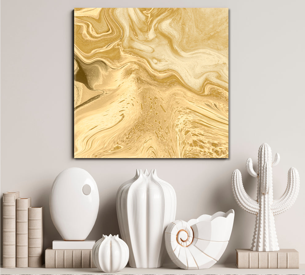 Decorative Marble Abstract Painting Earth Tones - 1 Panel / 12"x12 ...