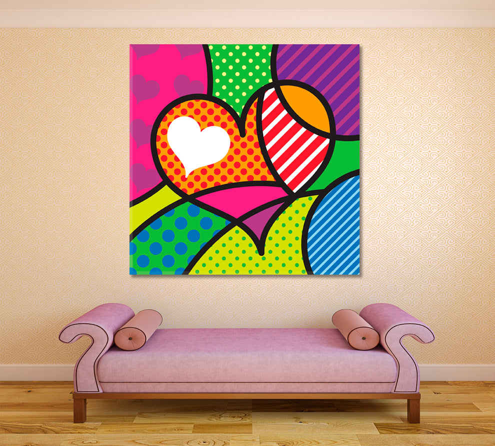 Buy Colorful Heart Form Love Pop Art Canvas 🎨 Add bright energy to your ...