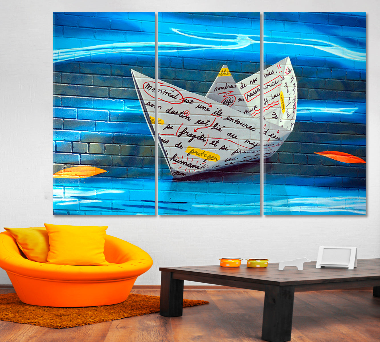 ORIGAMI BOAT Graffiti Montreal Canada Street Art Canvas Print - Artesty.com