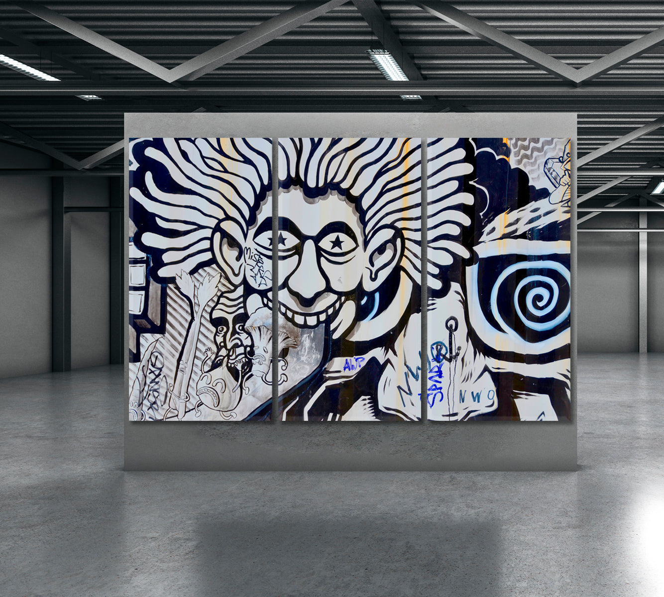 Whimsical Wall Graffity Street Art Doodle Fine Art Canvas Print ...
