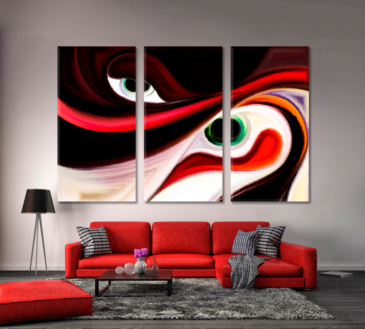 Yin Yang Vibrant Abstract Waves and Curves Imagination Design - Artesty.com