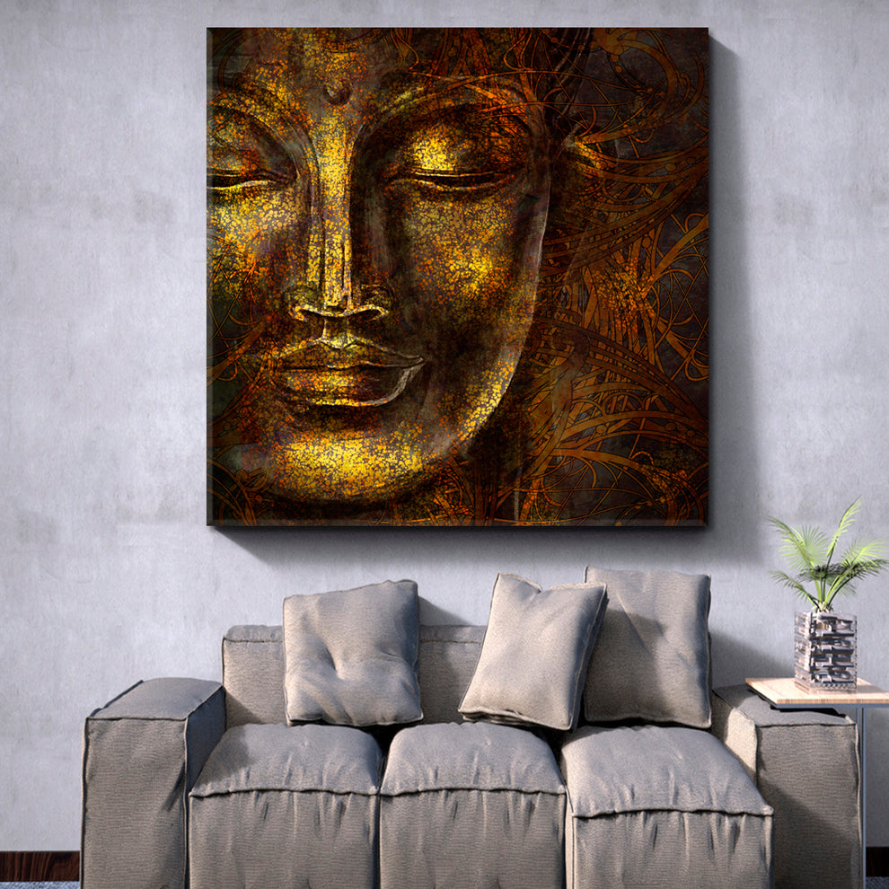 Abstract Buddha Money Magnet Bronze Effect Wall Art Canvas Print Art ...