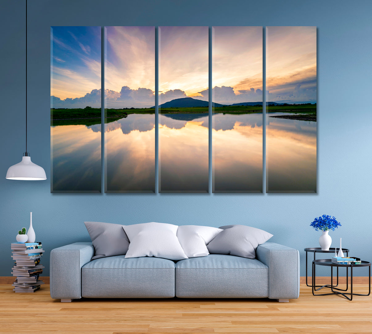 WATER REFLECTION Lake Landscape Beautiful Sunset Sky Canvas Print Art ...