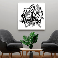 OPTICAL ILLUSION OP-ART Abstract Black White Zebra Entwined Art Print ...