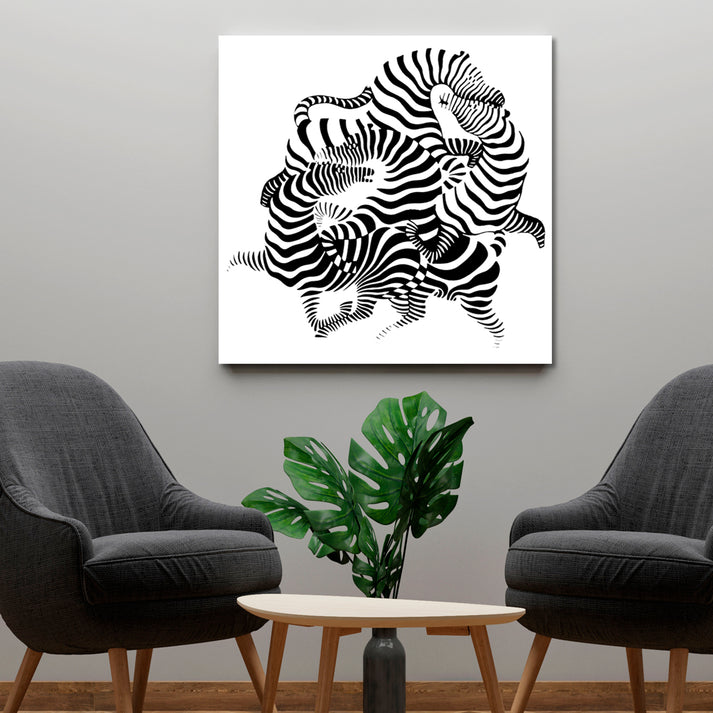 OPTICAL ILLUSION OP-ART Abstract Black White Zebra Entwined Art Print ...
