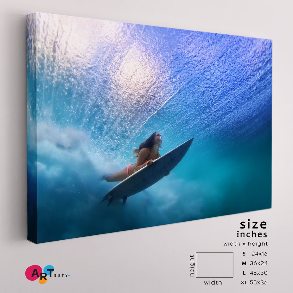 UNDERWATER Breaking Ocean Wave Extreme Surfing Dive Sport - Artesty.com