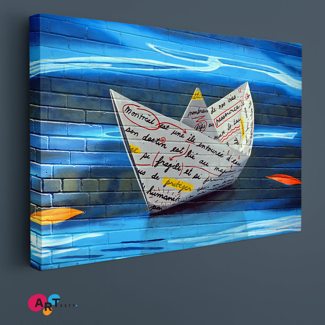 ORIGAMI BOAT Graffiti Montreal Canada Street Art Canvas Print - Artesty.com
