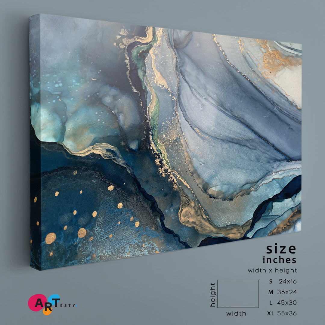 STREAKS STAINS Light Dark Blue Liquid Acrylic Fluid Art Gold Veins ...