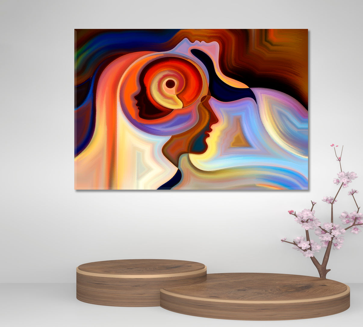 Human Mind Abstract Painting Pcyhedelic Human Faces Wall Art Canvas ...