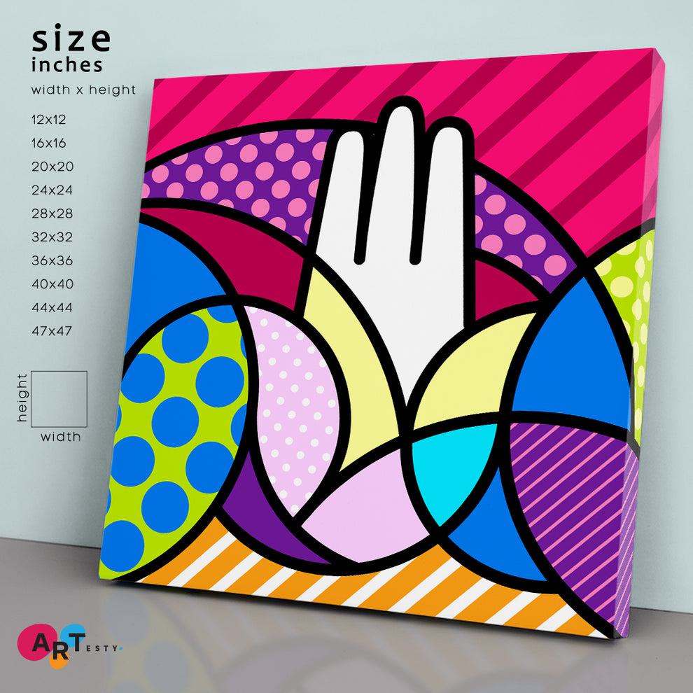HAMSA HAND Sacred Geometry Modern Pop Art Religious Symbol Canvas Art ...