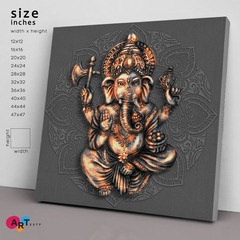 Ganesh Hindu God Lord of Wisdom and Well-being Simbol Wall Art Canvas ...