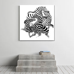 OPTICAL ILLUSION OP-ART Abstract Black White Zebra Entwined Art Print ...