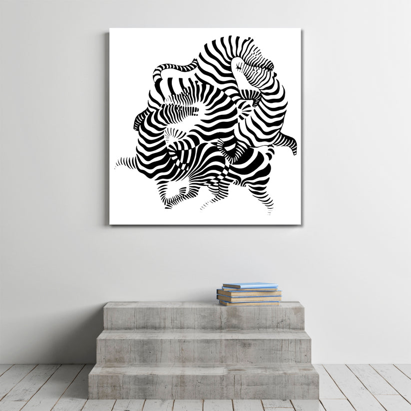 OPTICAL ILLUSION OP-ART Abstract Black White Zebra Entwined Art Print ...